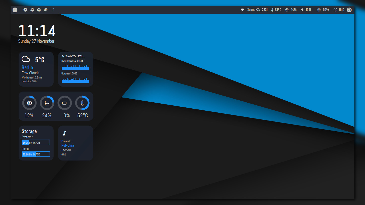 Mimosa Dark - Conky theme - KDE Store
