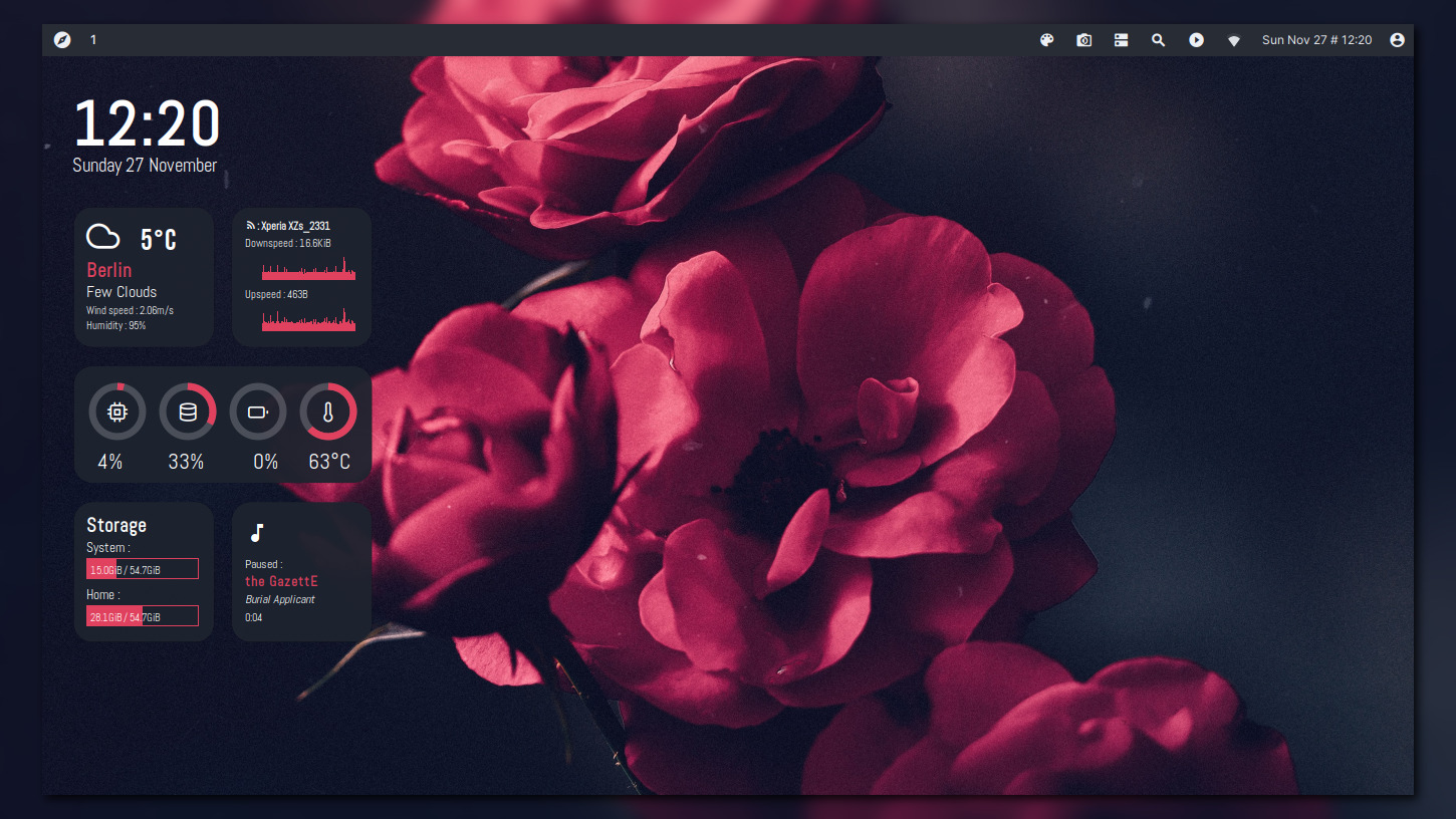 Mimosa Dark - Conky theme - KDE Store