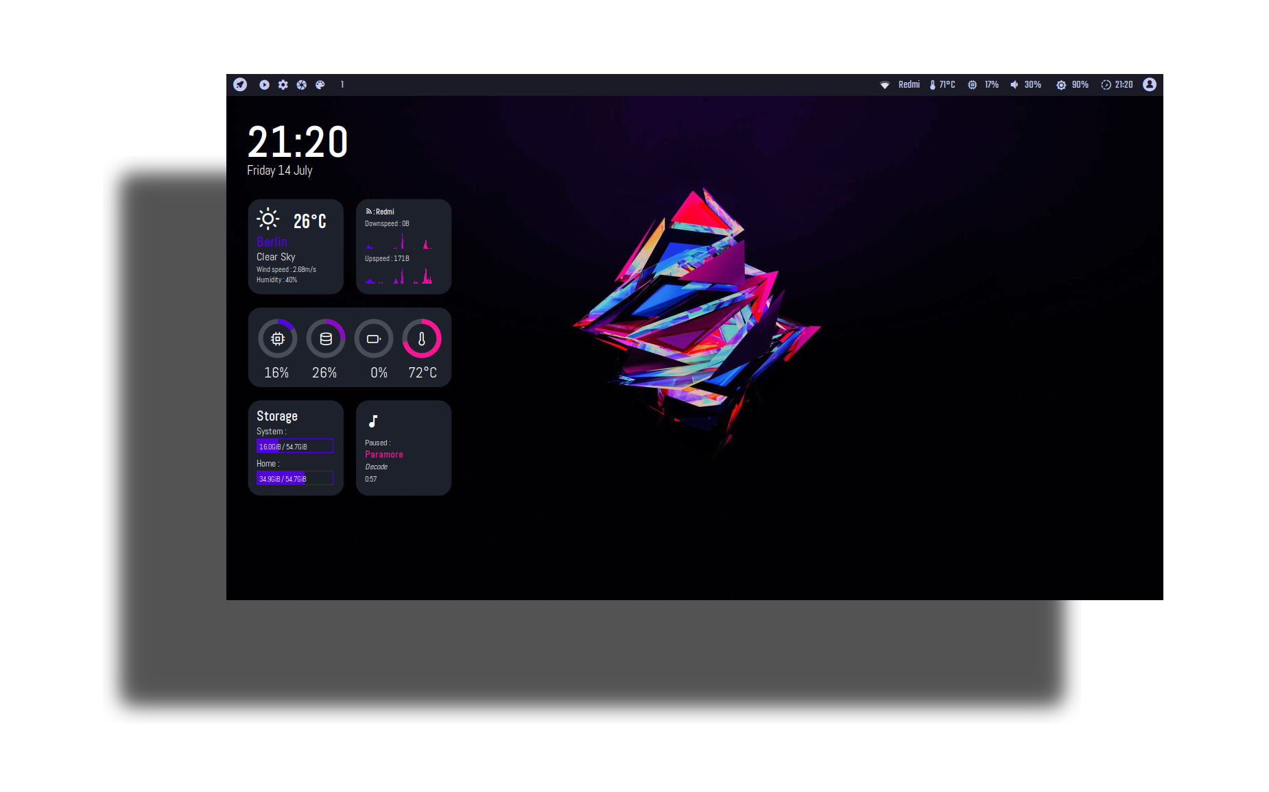 Mimosa Dark - Conky theme - KDE Store