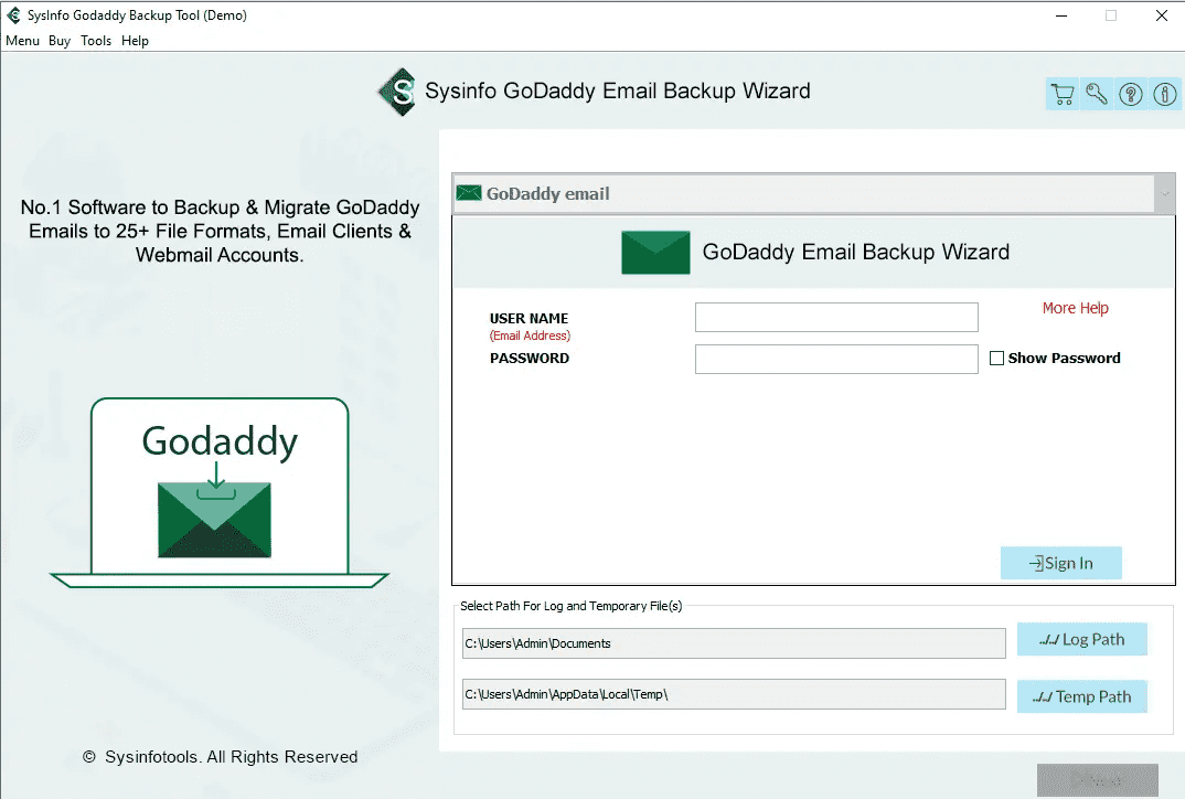 Sysinfo GoDaddy Email Backup Tool - KDE Store