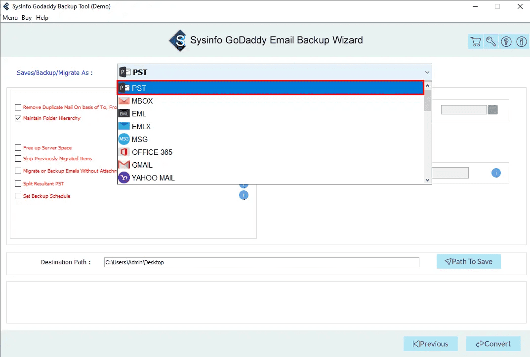 Sysinfo GoDaddy Email Backup Tool - KDE Store