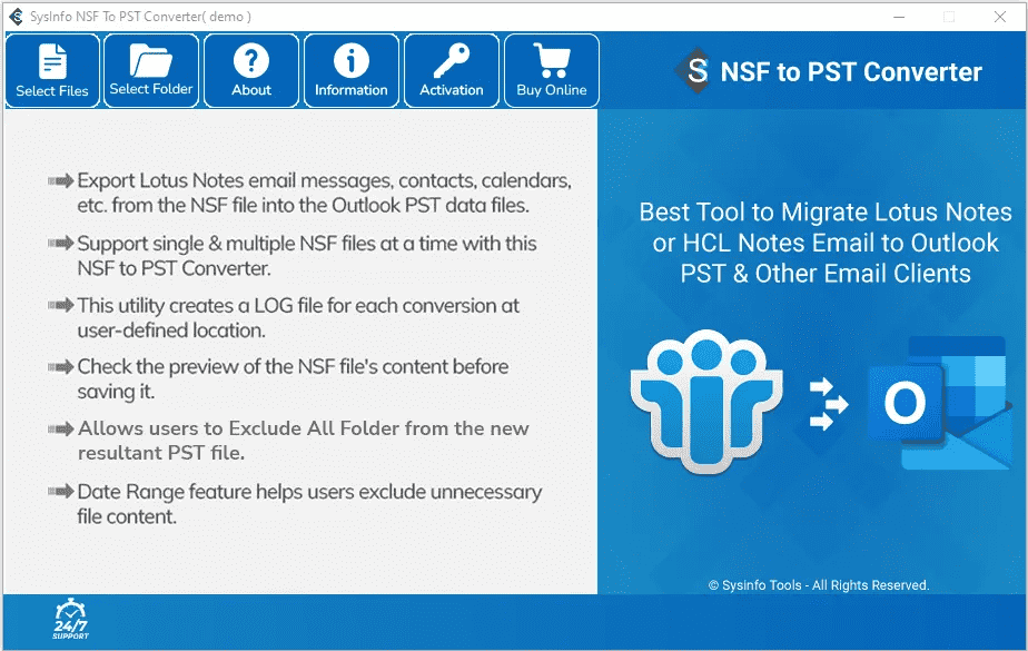 Sysinfo NSF to PST Converter - KDE Store