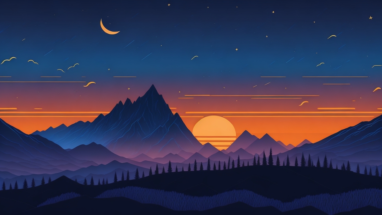 blue sunset illustration - KDE Store