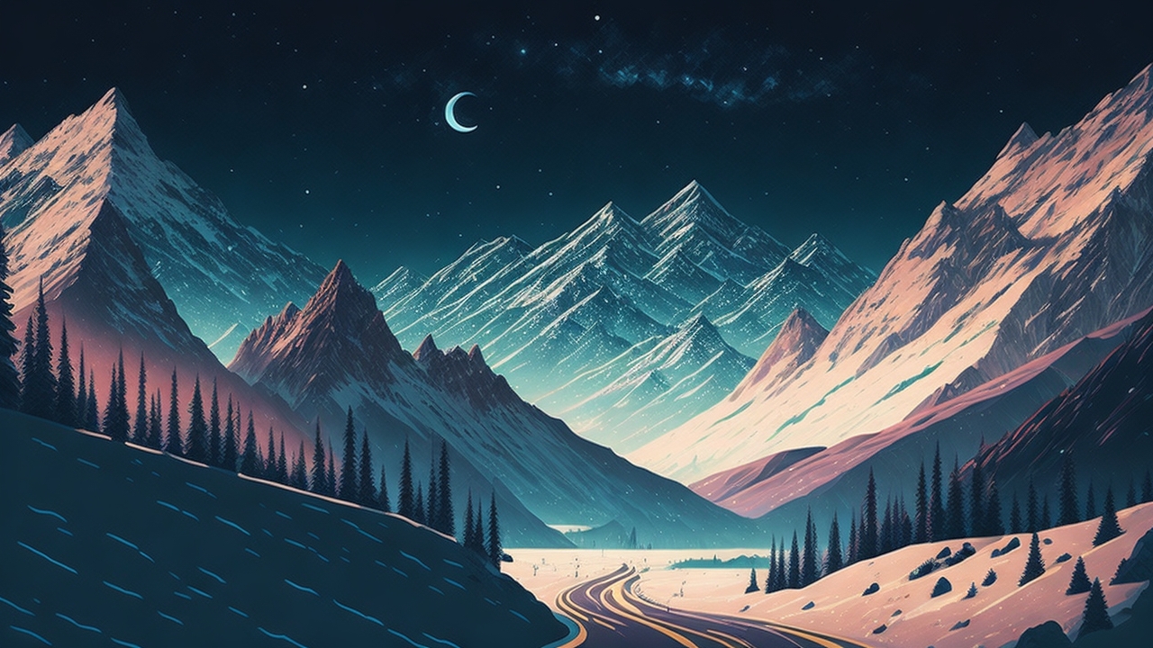 Winter Mountains Night - KDE Store