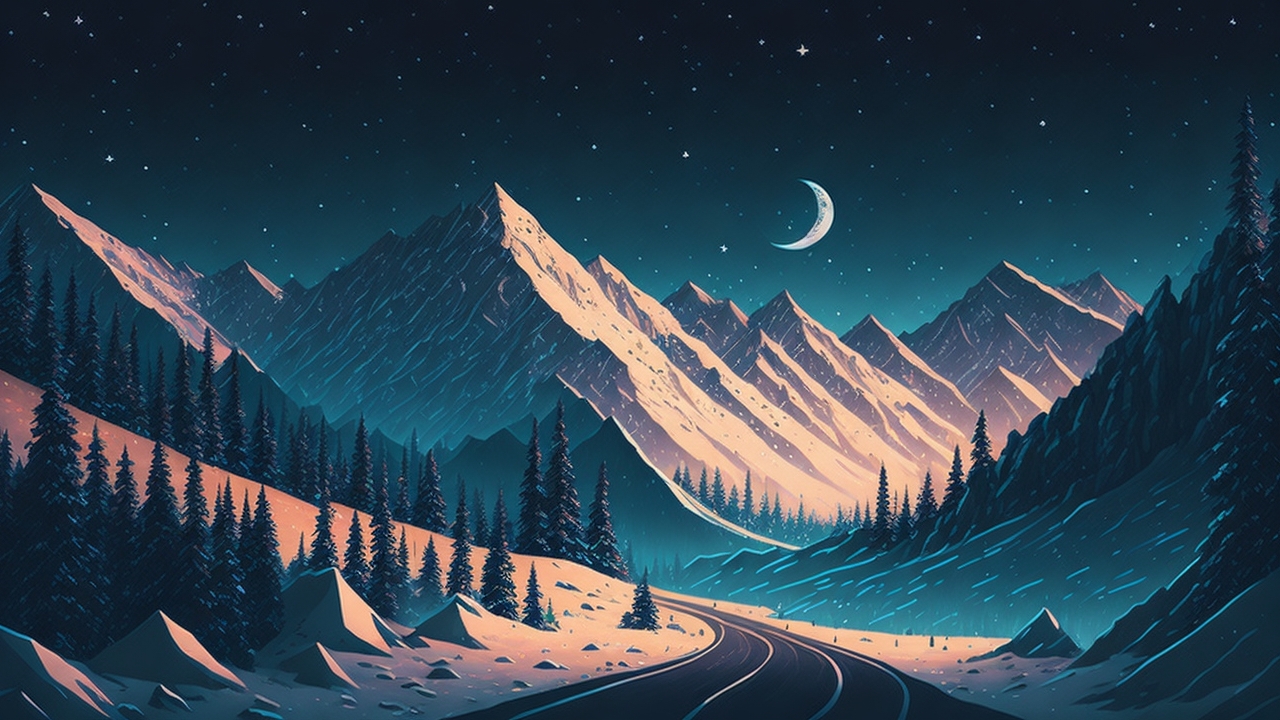 Winter Mountains Night - KDE Store