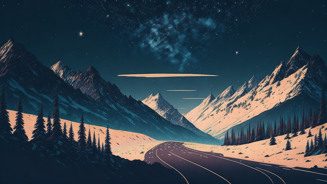 Winter Mountains Night - KDE Store