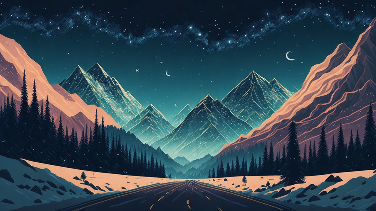 Winter Mountains Night - KDE Store