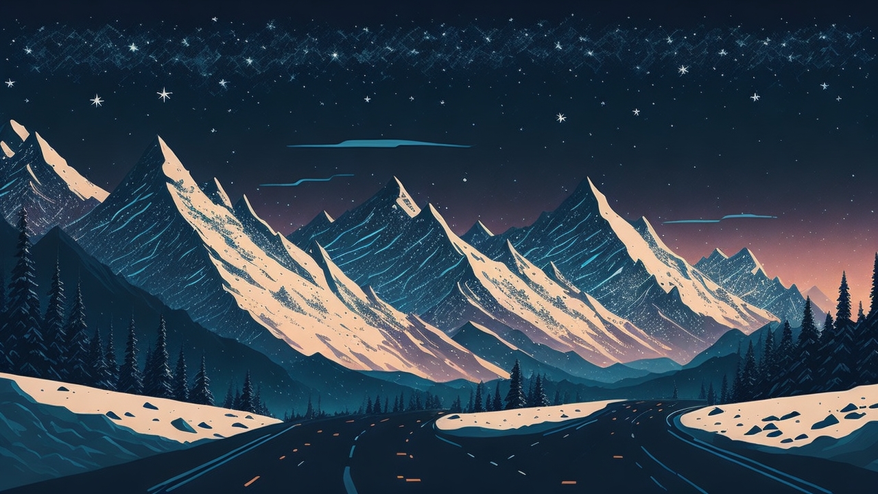 Winter mountains night - KDE Store