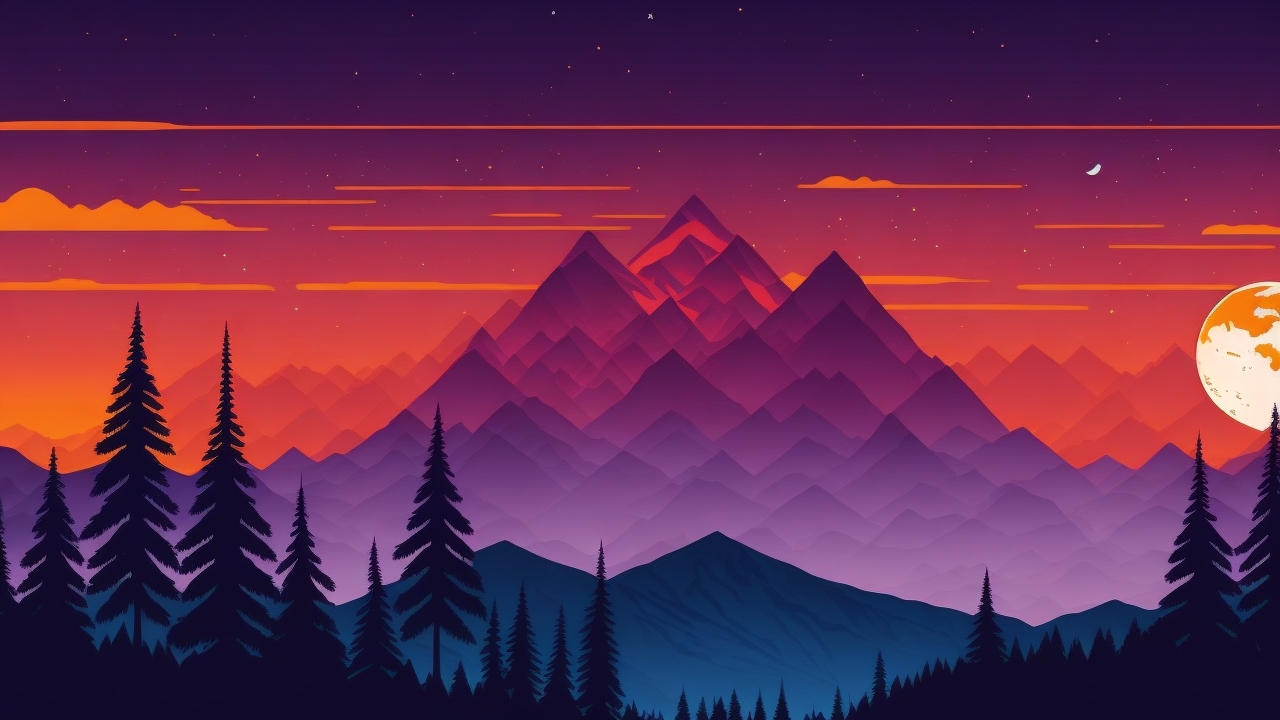 Mountain forest vector illustrated - KDE Store