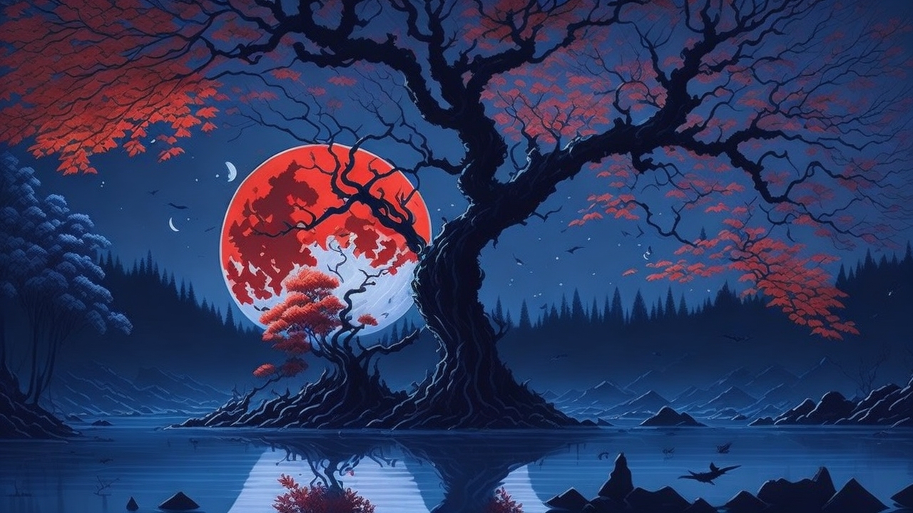 Night landscape tree - KDE Store