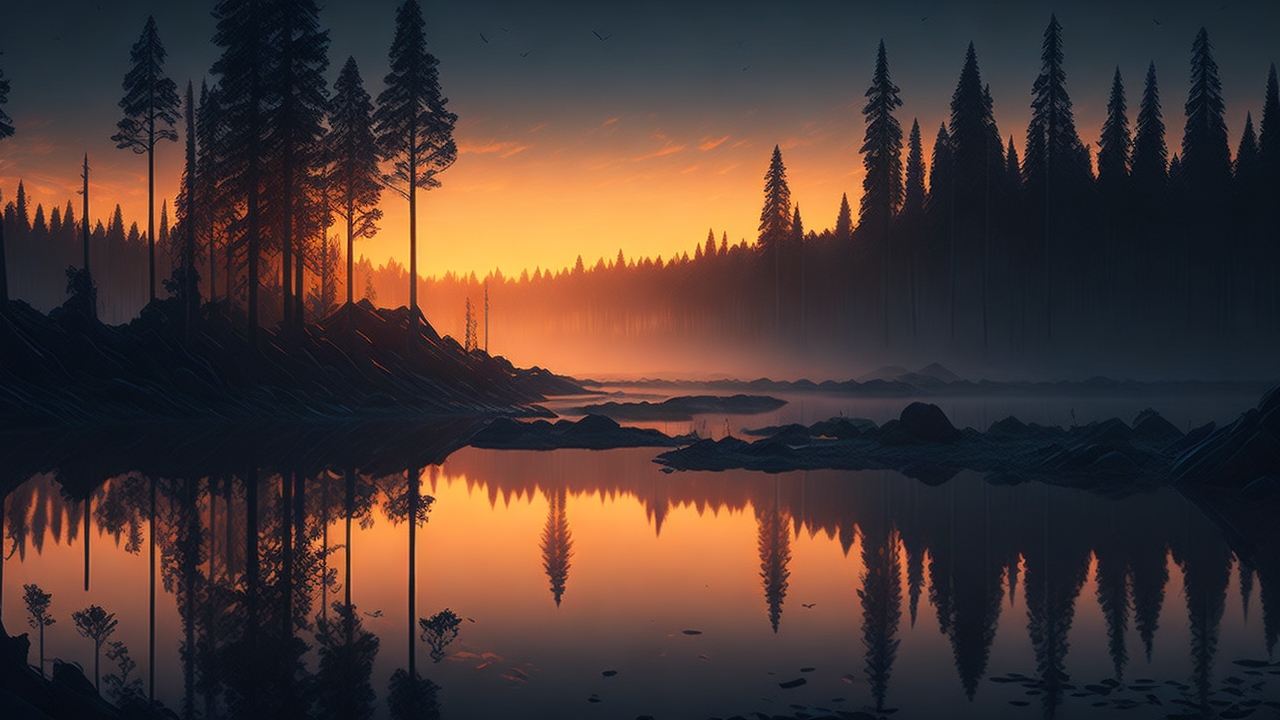 Beautiful evening lake - KDE Store