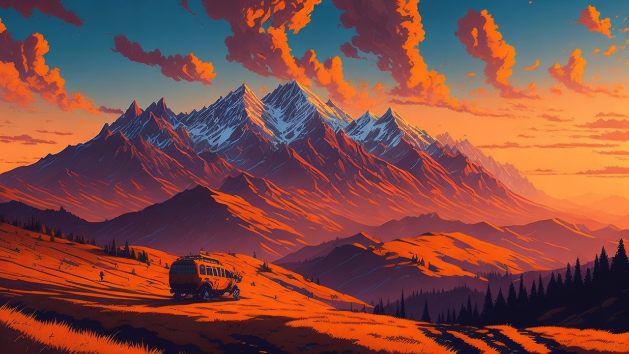 Digital art mountain wallpaper - KDE Store