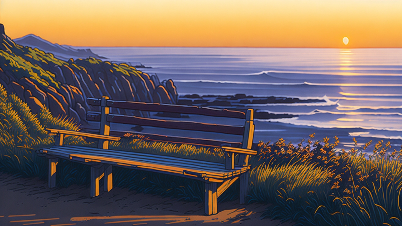 Bench sunset wallpaper - KDE Store