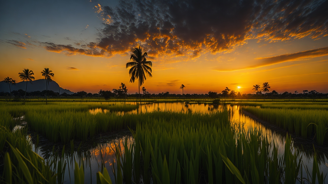 Morning paddy field wallpaper - KDE Store