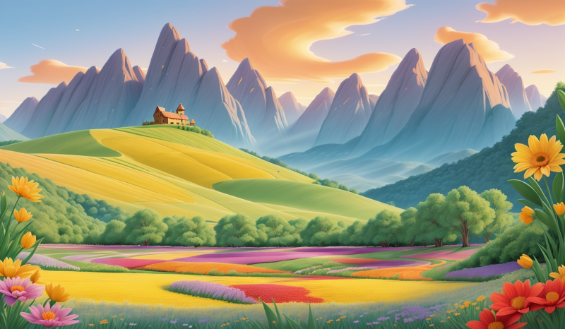 Digital pencil art of mountain landscape - KDE Store