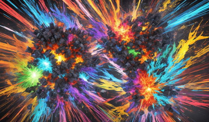 Digital art of colorful blocks explosion - KDE Store