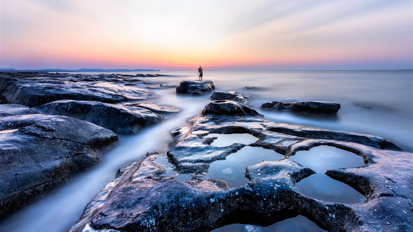 Ocean Sunset Beach Rock Ditch Skyline - KDE Store