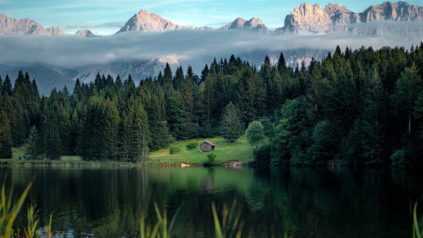 Cabin Lake Majestic Mountains Valley Mist 5K - KDE Store