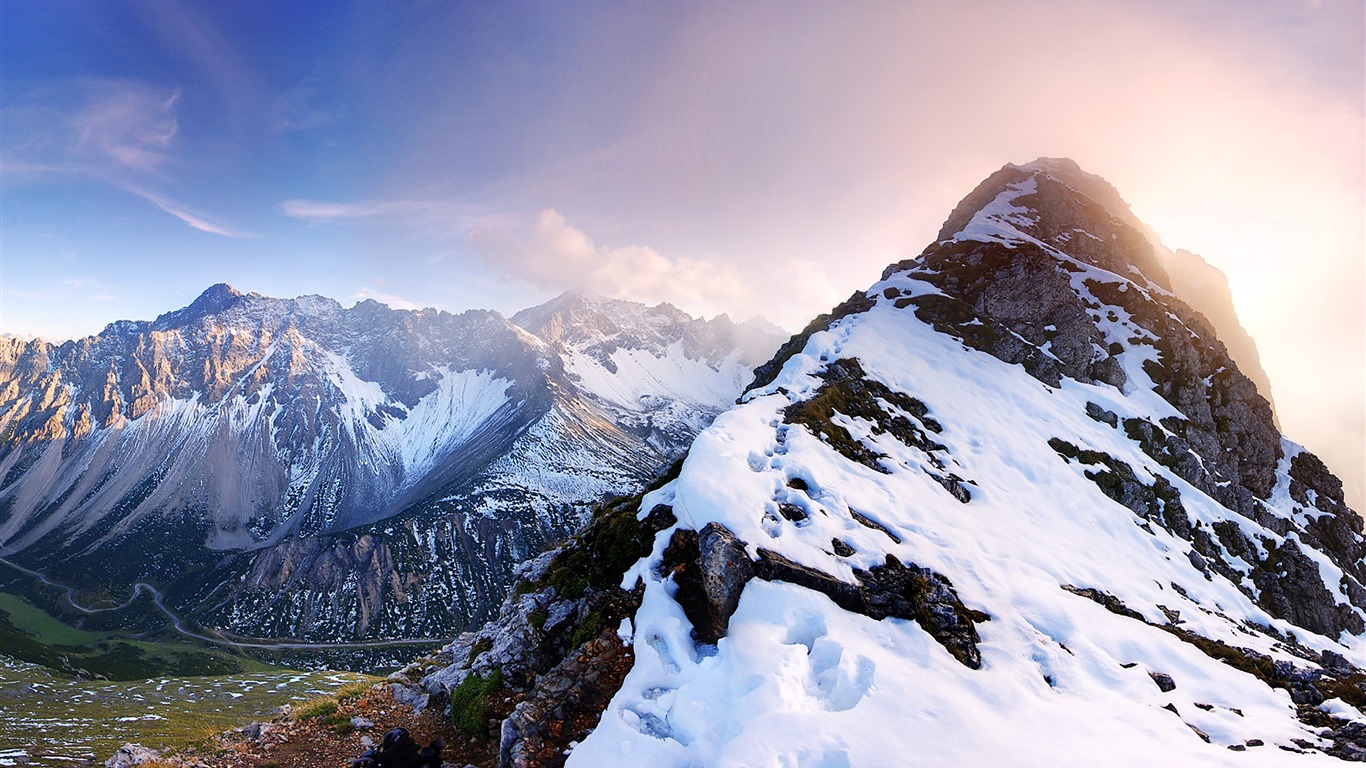 Plateau mountain peaks snow sunrise sunshine - KDE Store