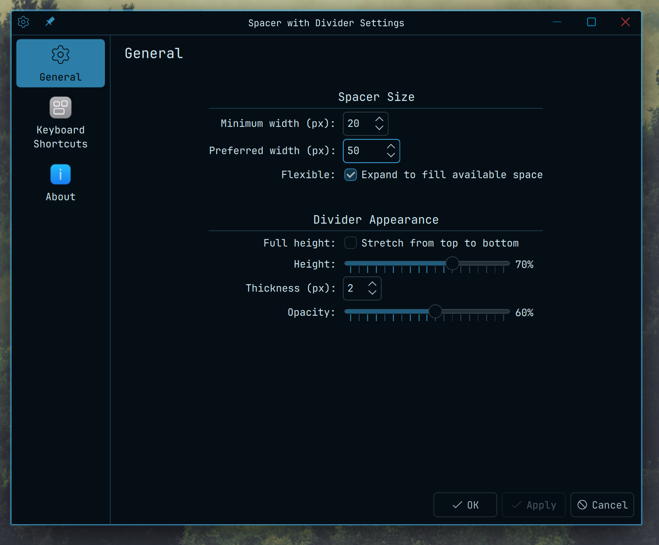 Spacer with Divider - KDE Store