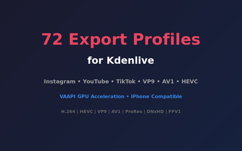 Kdenlive Export Profiles - 72 Presets - KDE Store